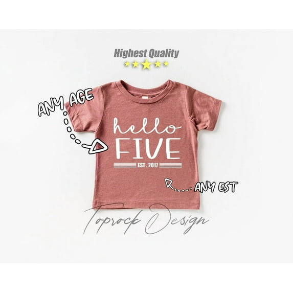 | Hello FIVE, Hello 5 Shirt, FIVEth Birthday For Her, 5th Birthday ...