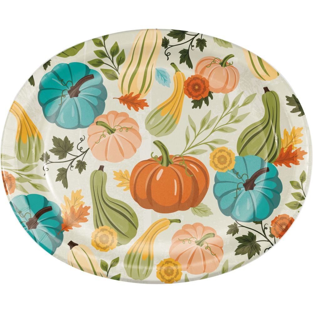 Hello Fall 12-inch Oval Paper Plates 8 Per Pack - Walmart.com