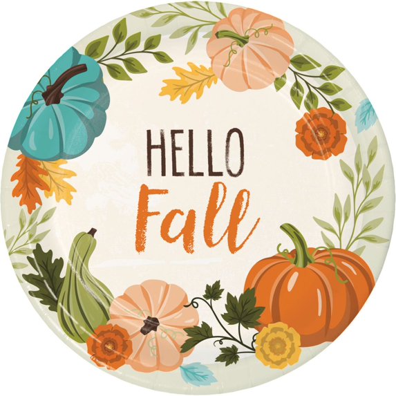 Hello Fall 9-inch Paper Plates 8 Per Pack - Walmart.com