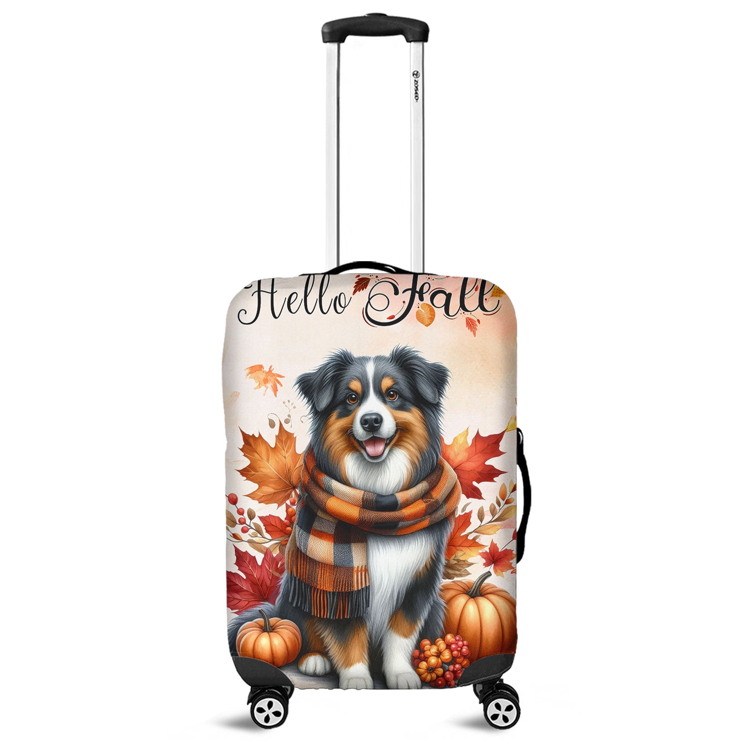 Hello Fall Australian Shepherd Scarf Welcome Autumn with Leaves ...