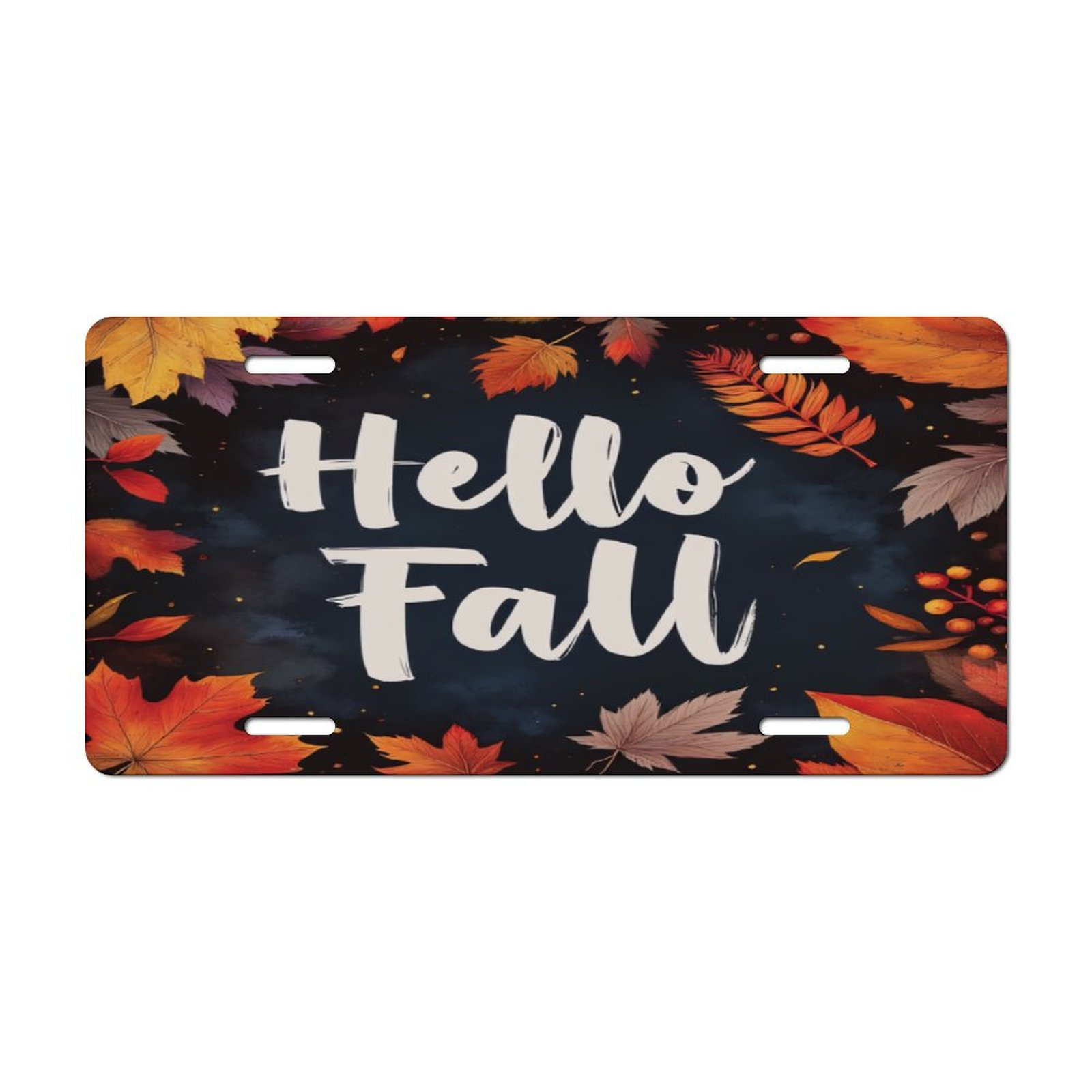 Hello Fall Autumn Leaves Background Car Decorative Front License Plate ...
