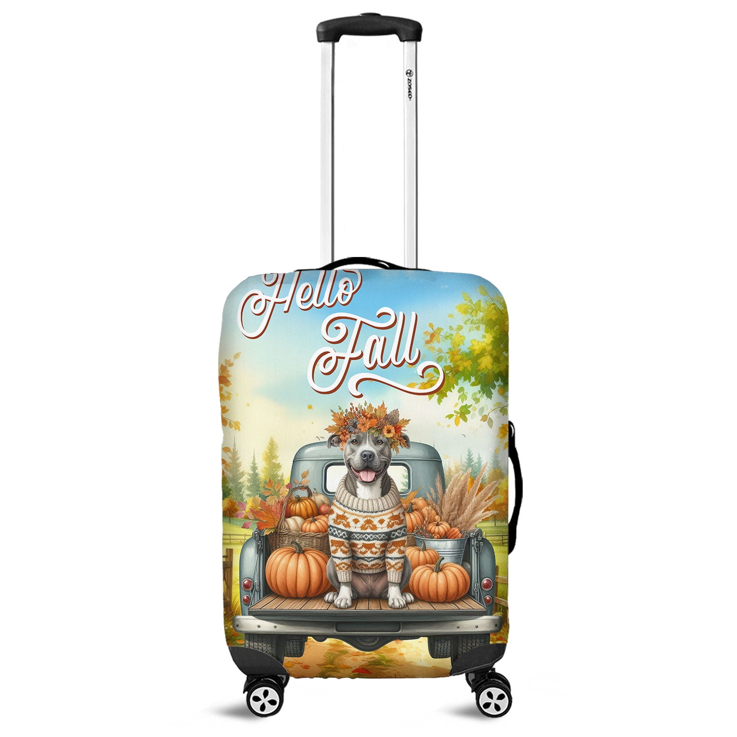 Hello Fall Autumn Wreath Pitbull Pumpkins Pickup Truck Travel Luggage ...