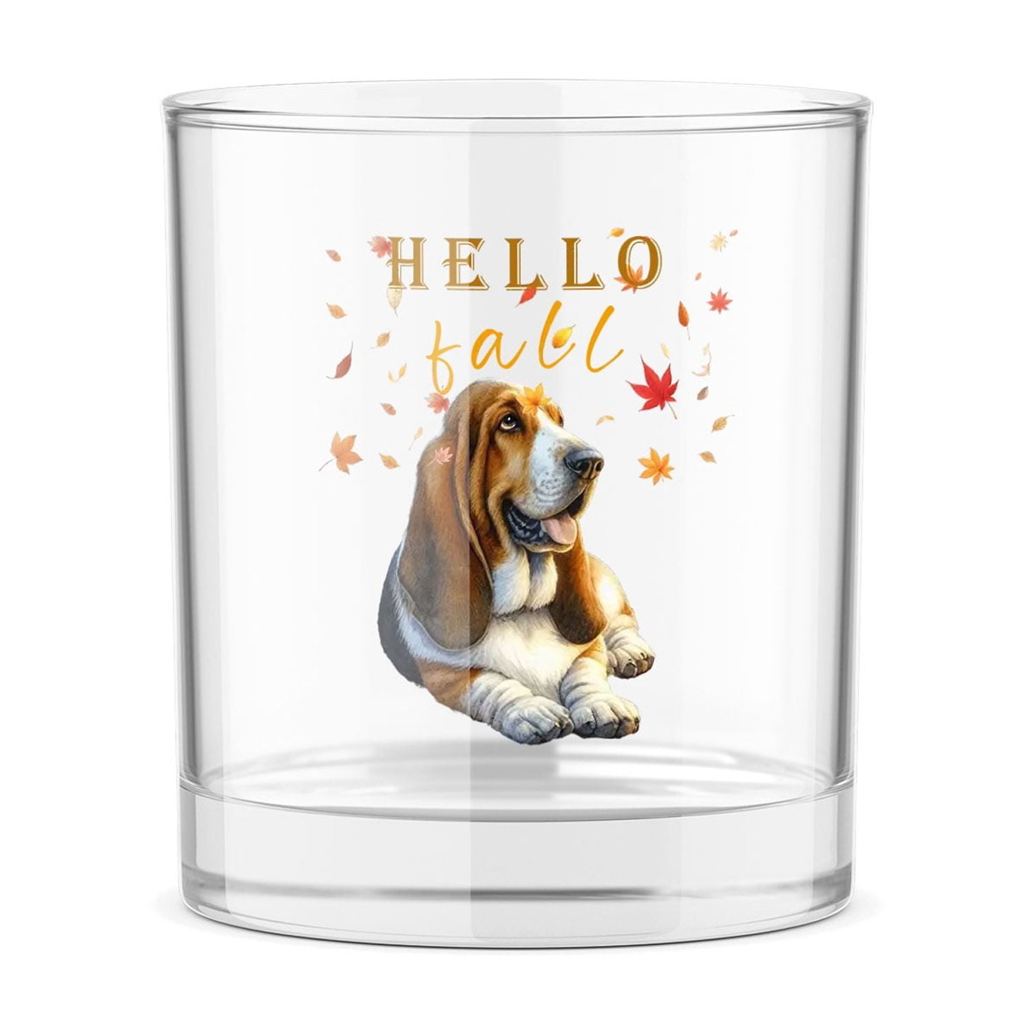 Hello Fall Basset Hound Enjoys Warm Campfire Autumn Night Bright Moon ...