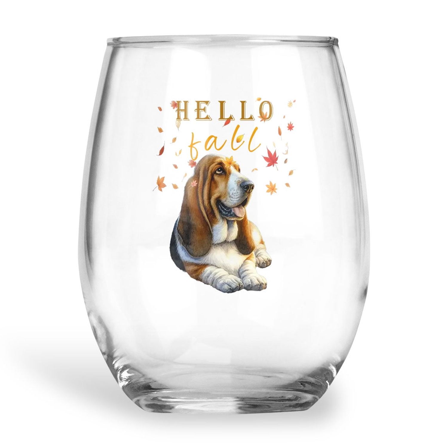 Hello Fall Basset Hound Enjoys Warm Campfire Autumn Night Bright Moon ...