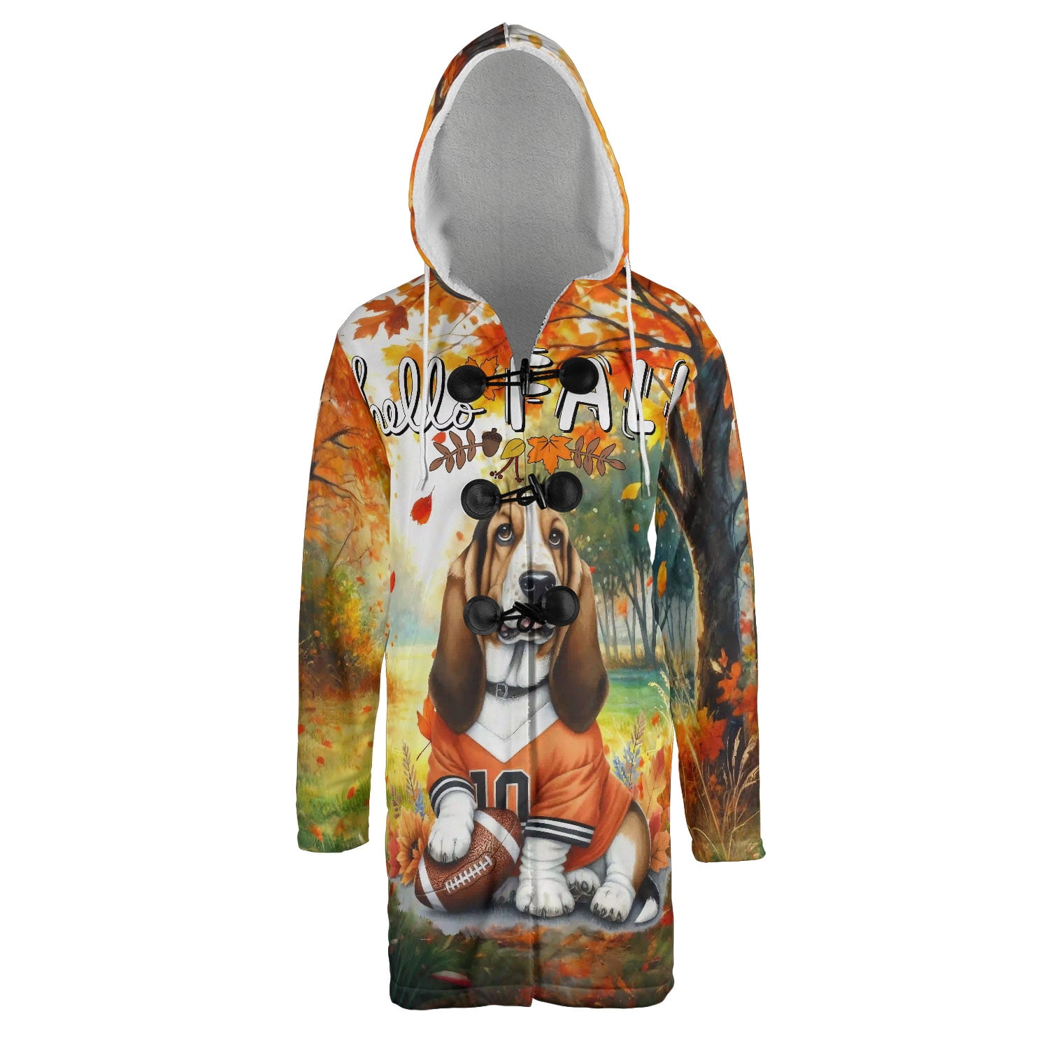 Hello Fall Basset Hound Football Welcome Autumn with Leaves Pumpkins ...