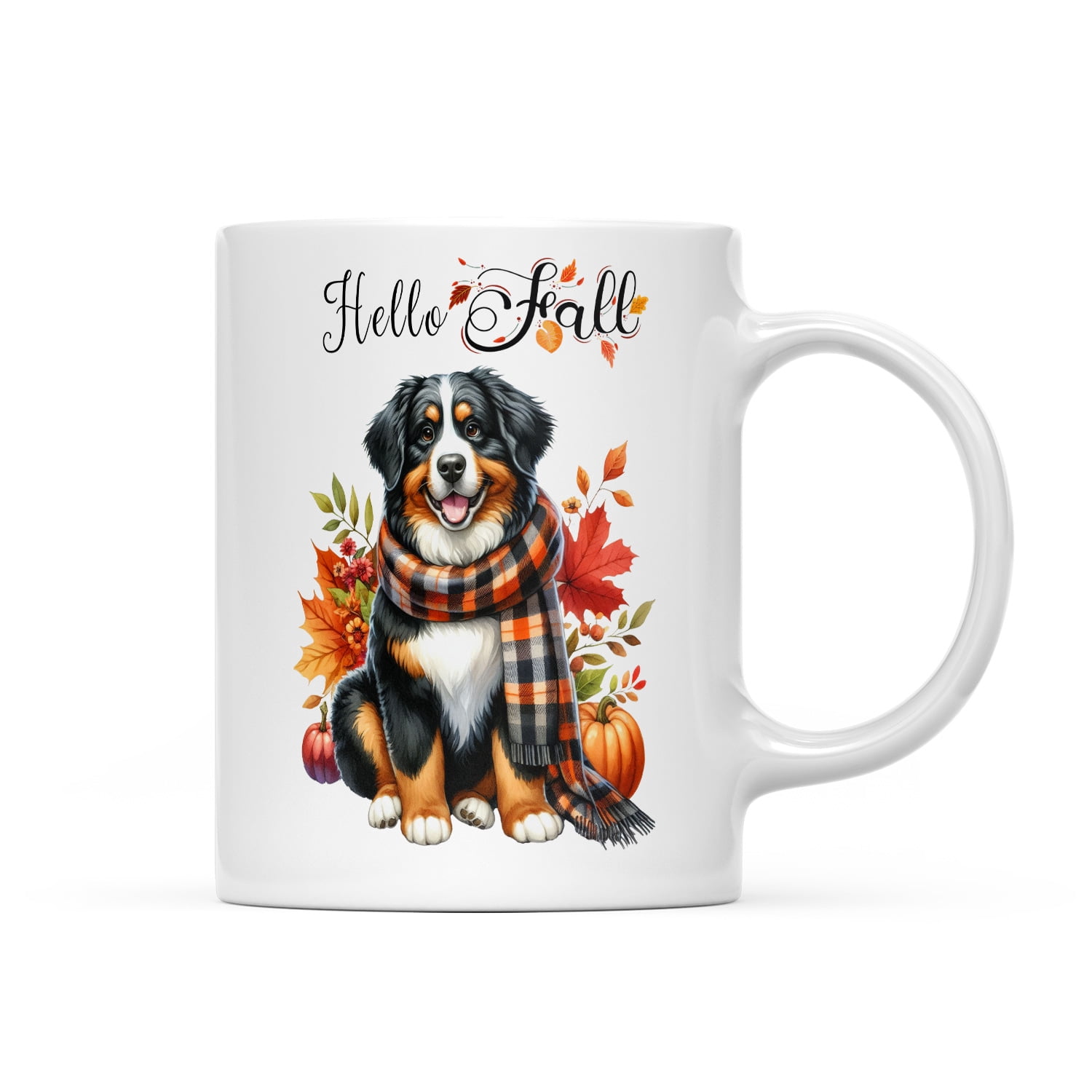 Hello Fall Bernese Mountain Dog Scarf Welcome Autumn with Leaves ...