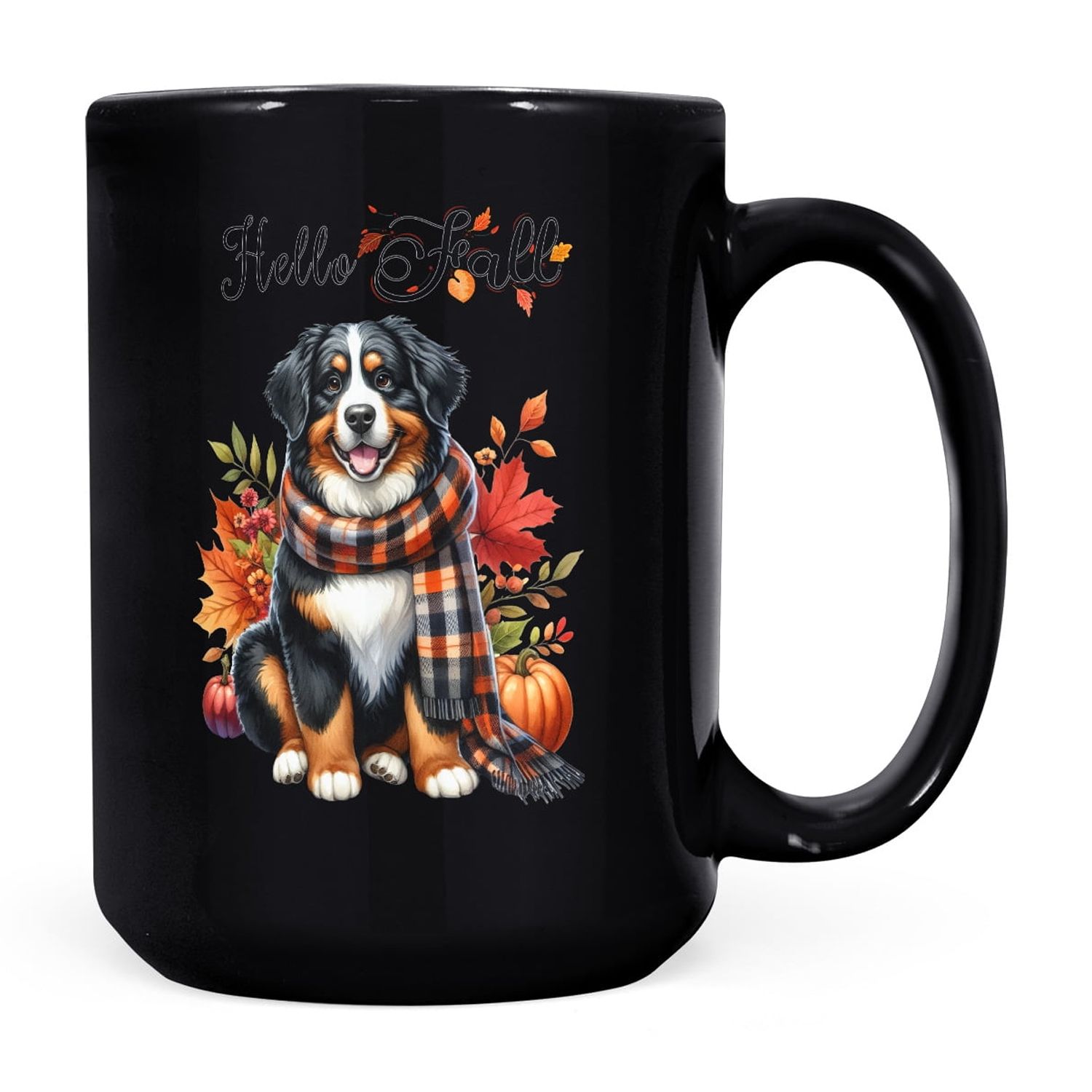 Hello Fall Bernese Mountain Dog Scarf Welcome Autumn with Leaves ...