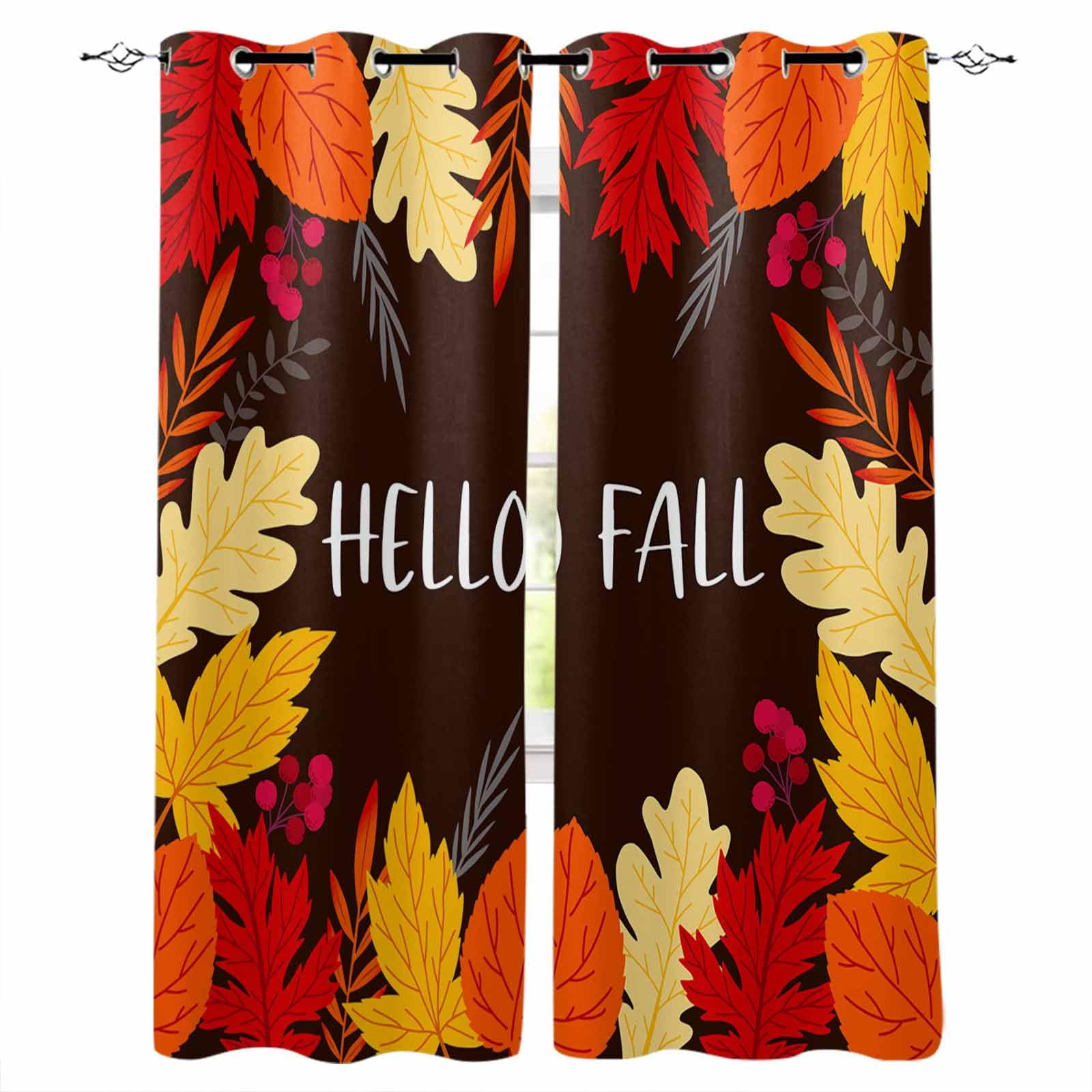 Hello Fall Blackout Curtains | Light Blocking Print Window Curtains ...