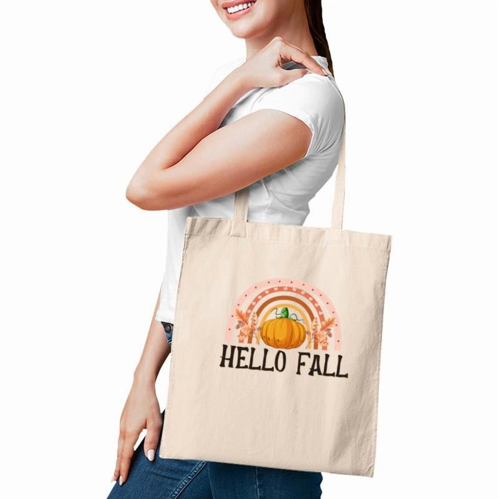 Hello Fall Boho Rainbow Pumpkin Tote Bag - Walmart.com