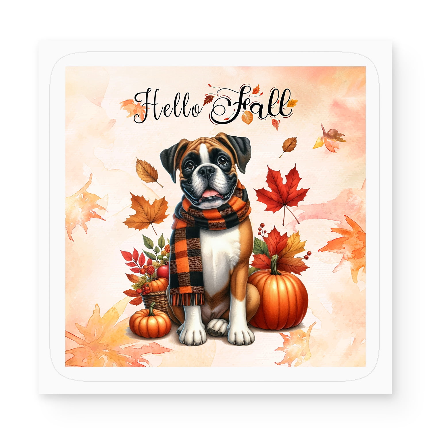 Hello Fall Boxer Scarf Welcome Autumn with Leaves Pumpkins Vinyl ...