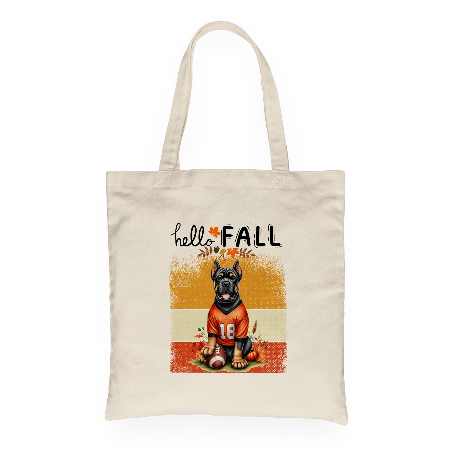 Hello Fall Cane Corso Football Welcome Autumn with Leaves Pumpkins ...
