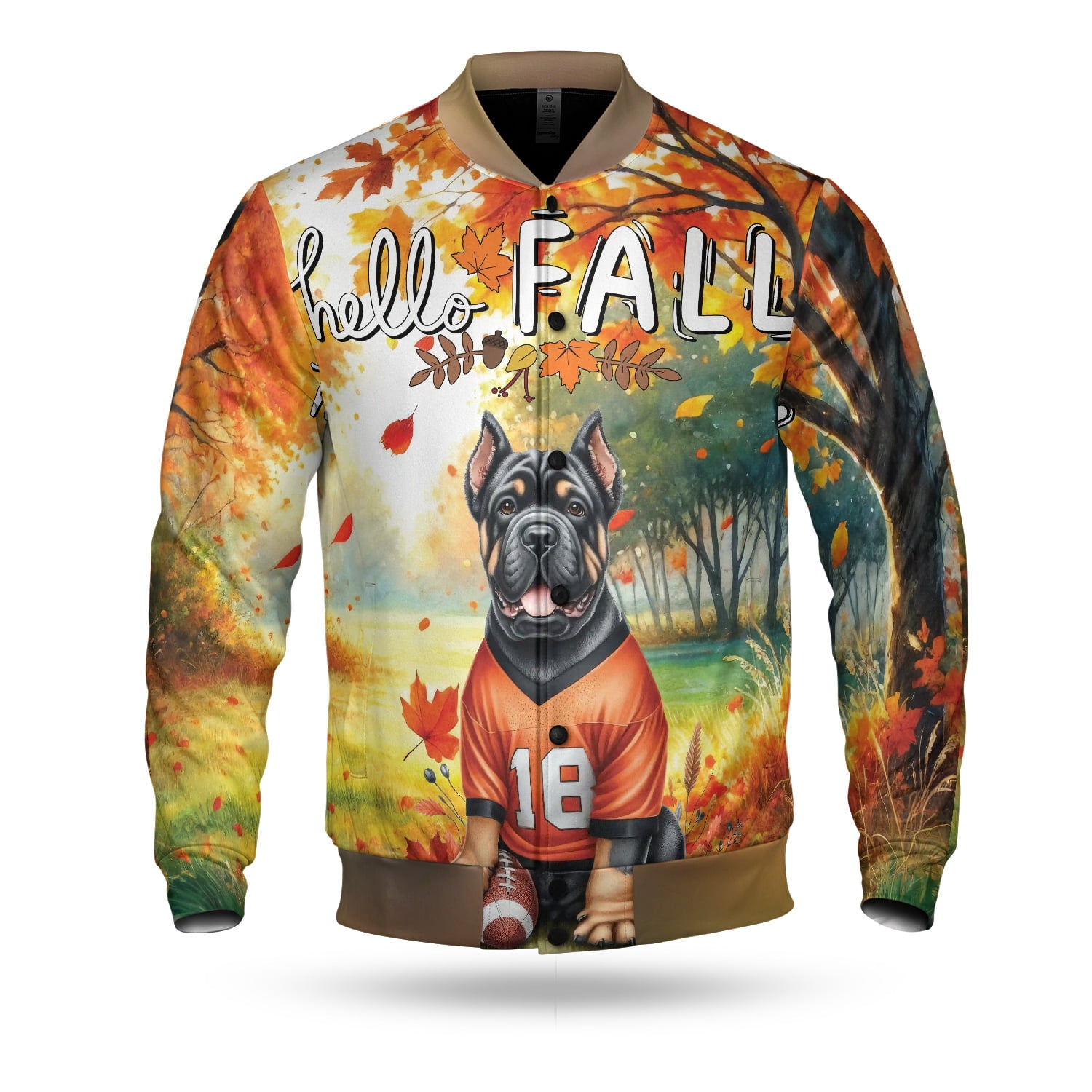 Hello Fall Cane Corso Football Welcome Autumn with Leaves Pumpkins All ...