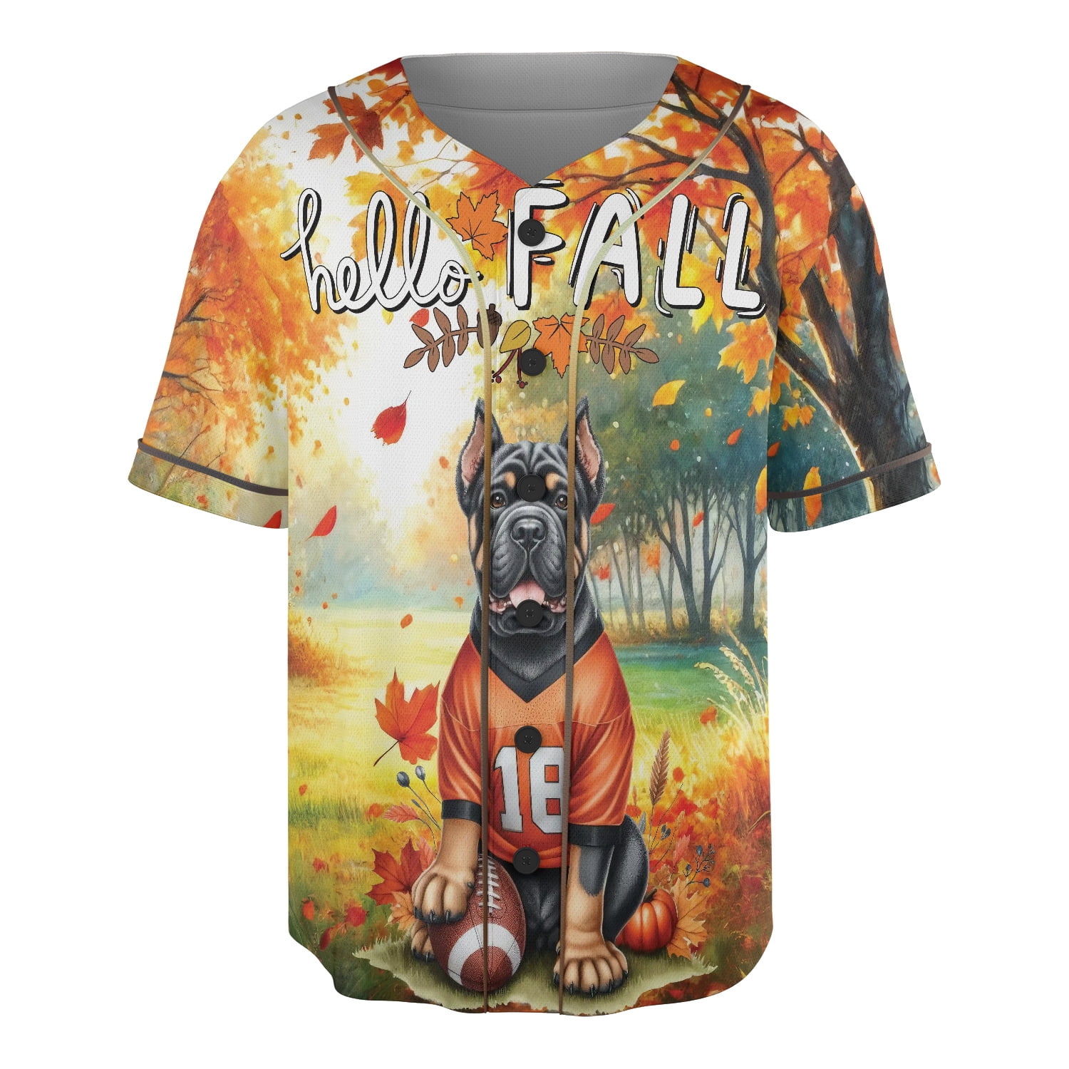 Hello Fall Cane Corso Football Welcome Autumn with Leaves Pumpkins All ...
