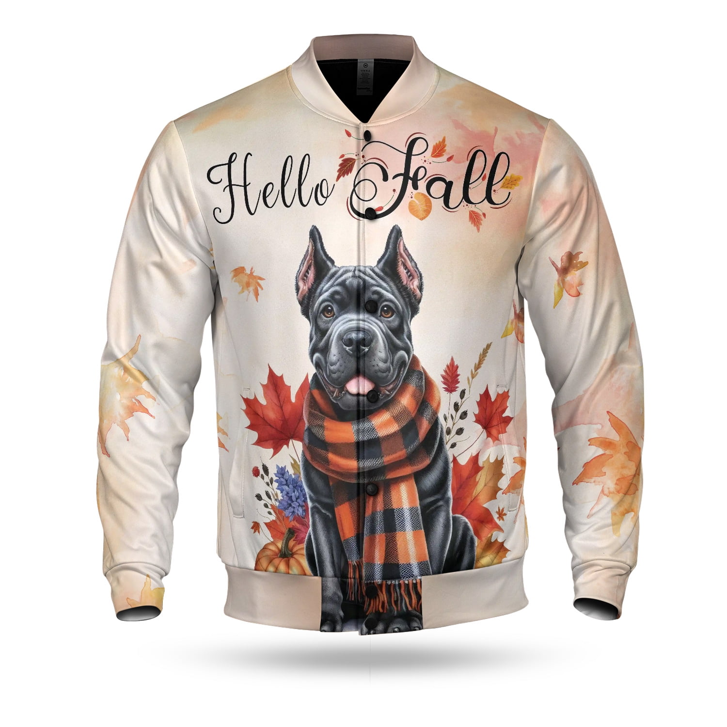 Hello Fall Cane Corso Scarf Welcome Autumn with Leaves Pumpkins All ...