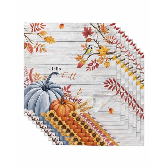 Hello Fall Cloth Napkins Set of 8 Reusable Dinner Napkins, Thanksgiving ...