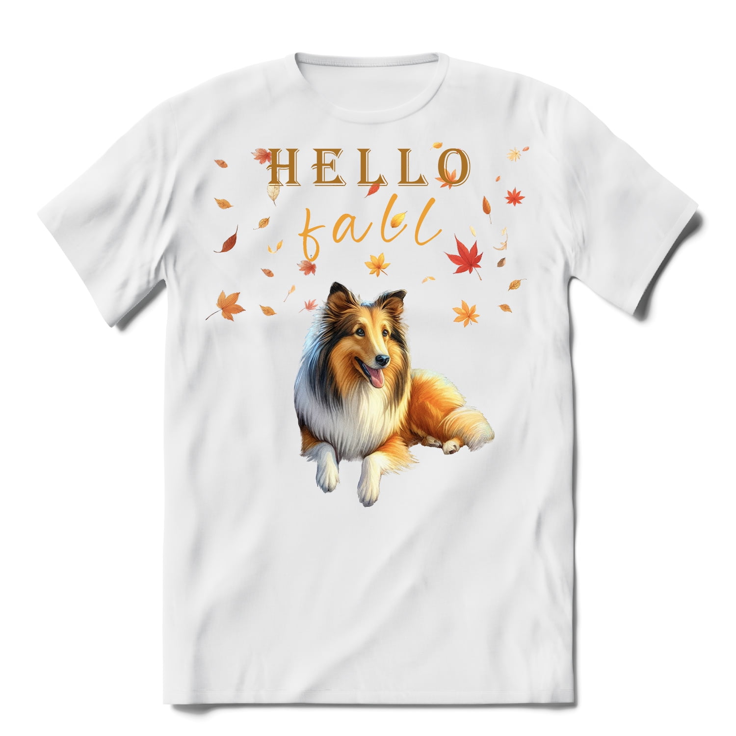 Hello Fall Collie Enjoys Warm Campfire Autumn Night Bright Moon Shirt T ...