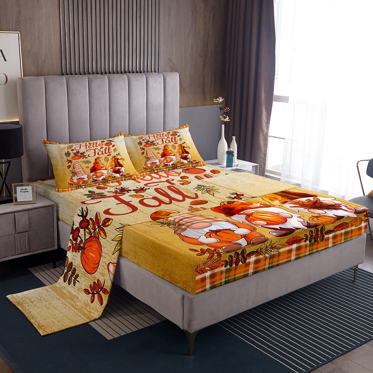 Hello Fall Comforter Set Thanksgiving Day Gifts Sheet Set for Girls ...