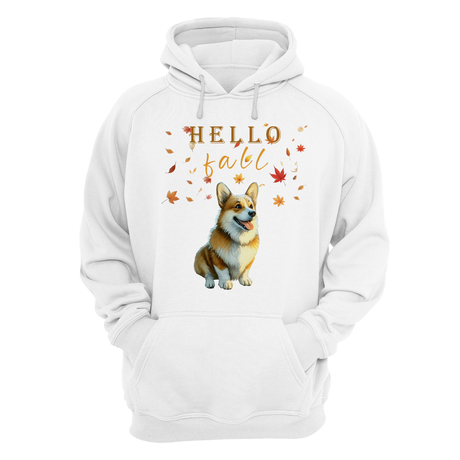 Hello Fall Corgi Enjoys Warm Campfire Autumn Night Bright Moon Hoodie ...