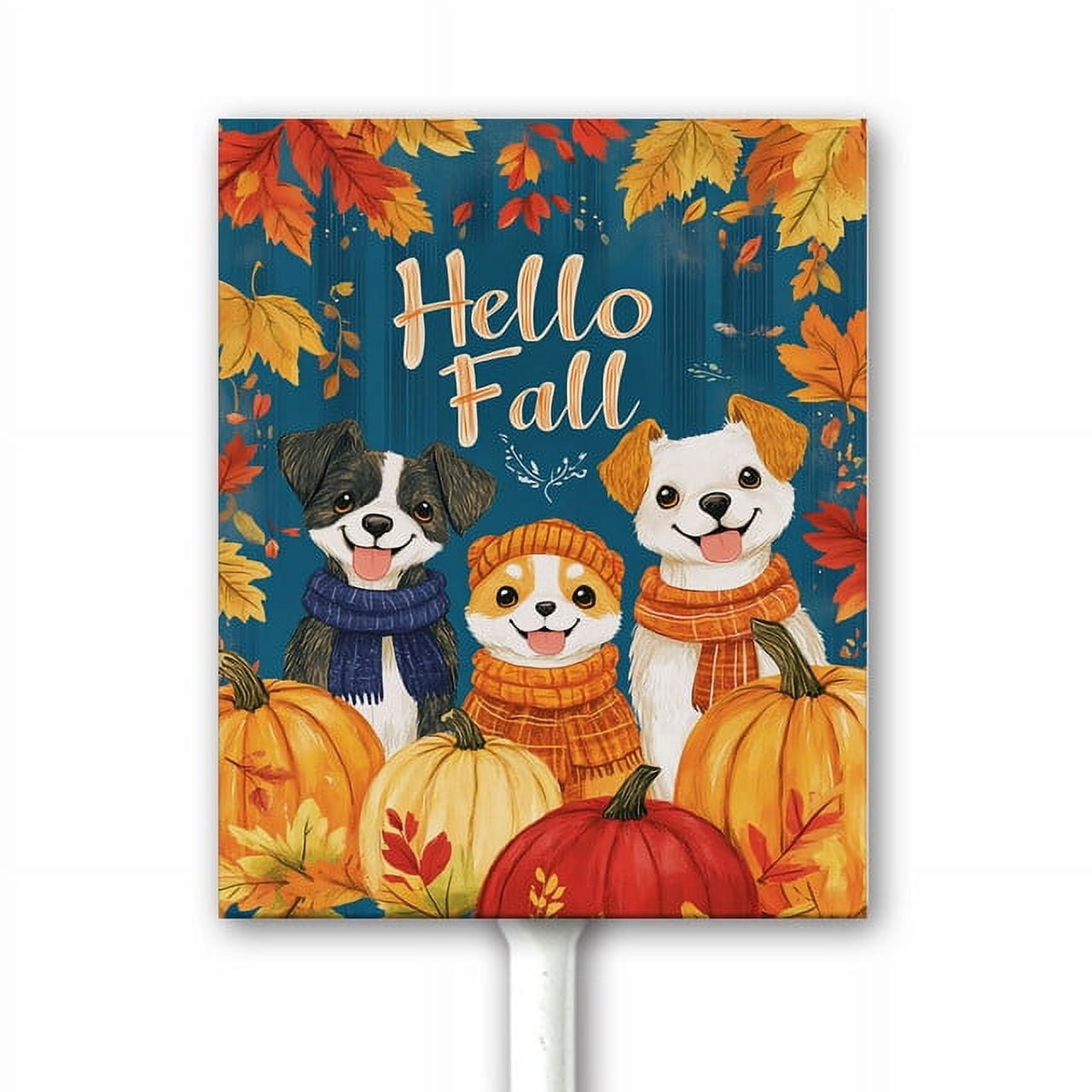 Hello Fall Dogs Yard Sign With Stake 8X12 Inches Metal Sign for Garden ...
