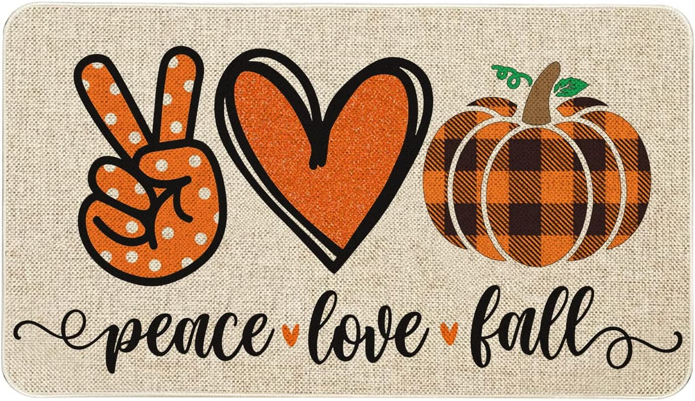 Hello Fall Door Mat 30 X 17 Inch Fall Pumpkin Doormat Indoor Outdoor ...