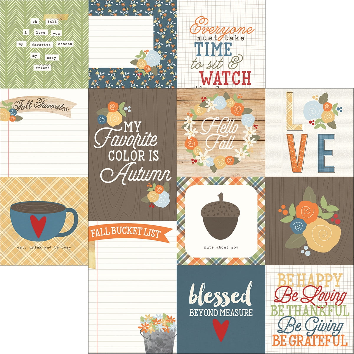 Hello Fall Double-Sided Elements Cardstock 12"X12"-4"X4" & 4"X6 ...