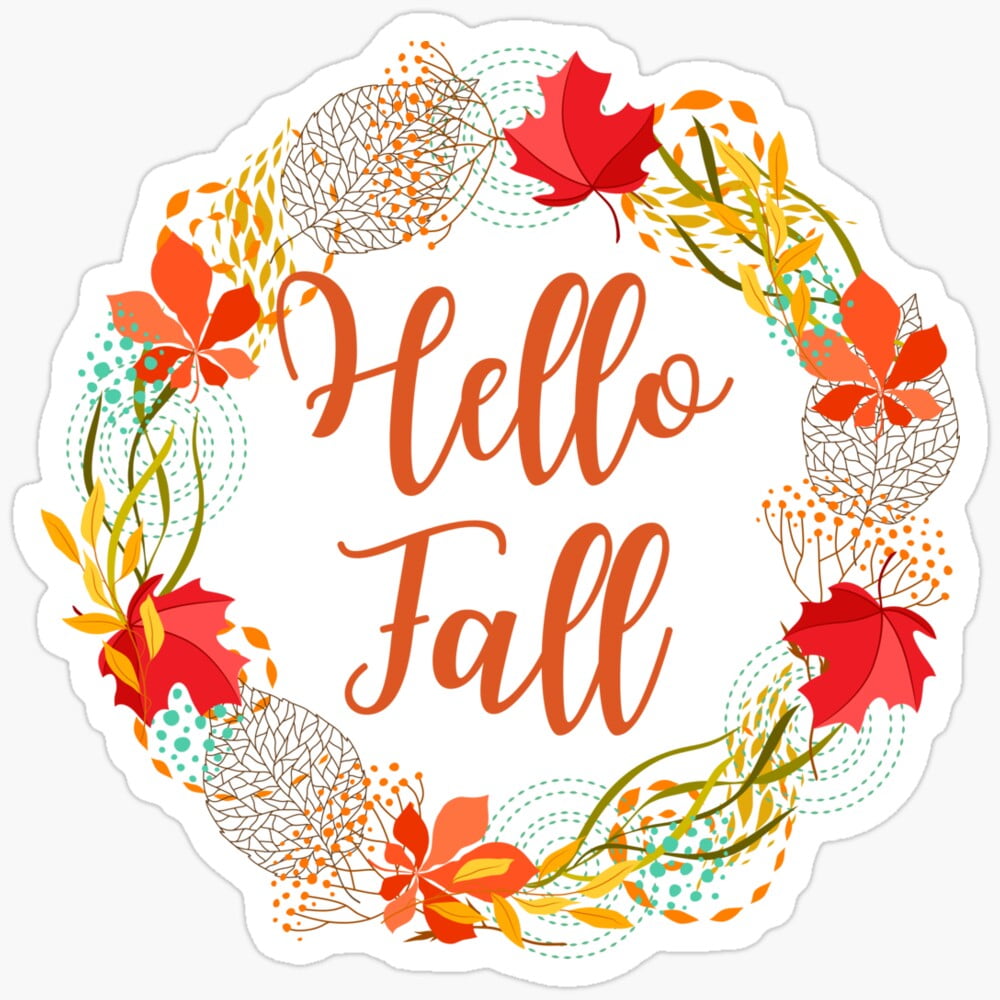 Hello Fall Floral Autumn Design Sticker Phone Decal Water Bottle ...