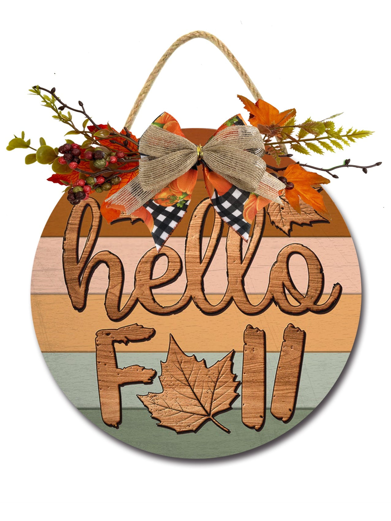 Hello Fall Front Door Sign Funny Wreaths Hanging Wooden Plaque ...