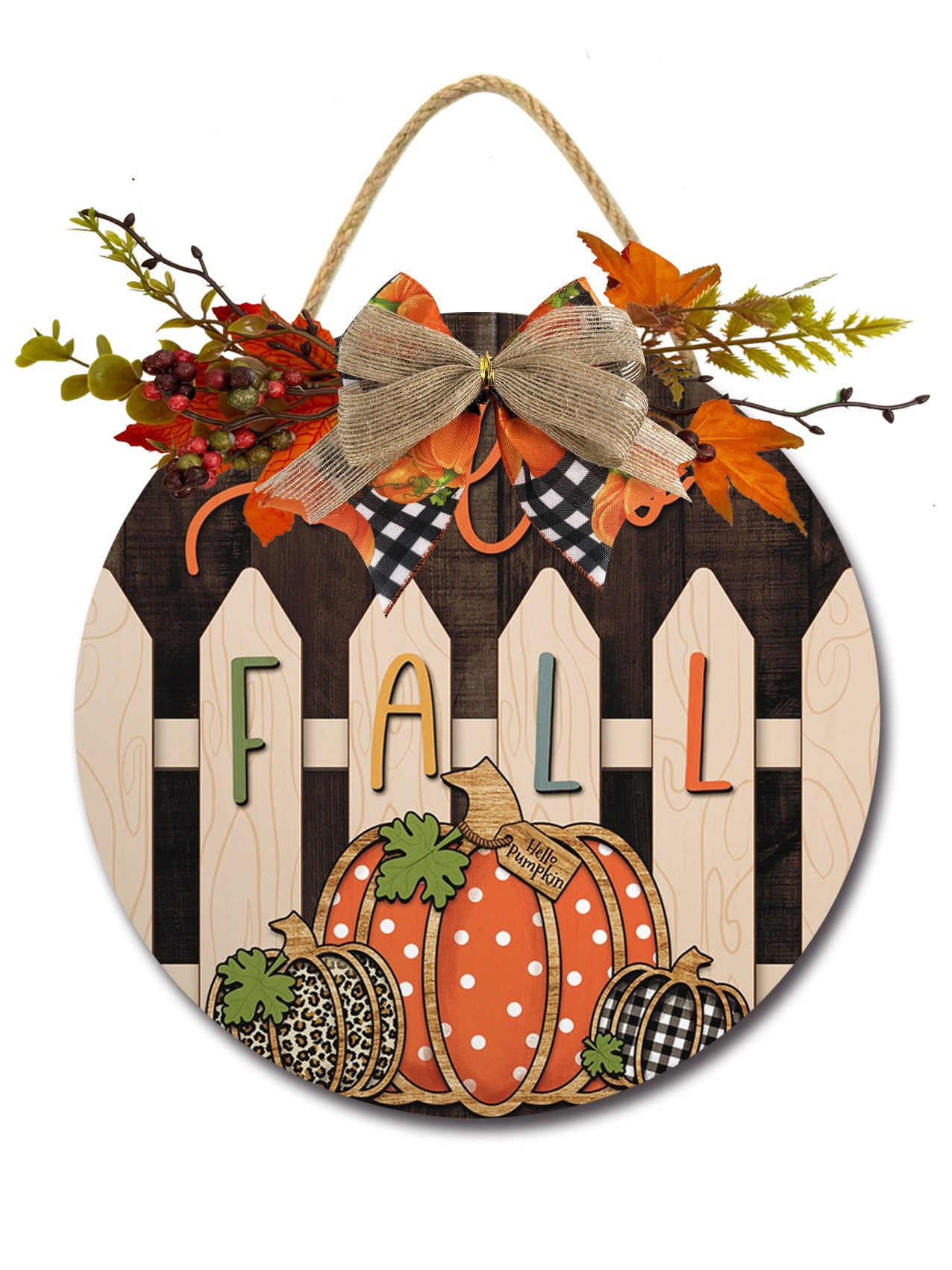 Hello Fall Front Door Sign Funny Wreaths Hanging Wooden Plaque ...