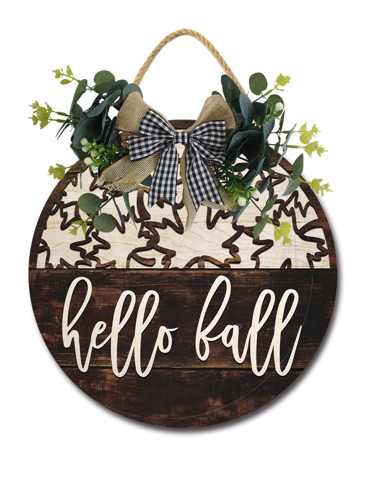 Hello Fall Front Door Sign Funny Wreaths Hanging Wooden Plaque ...