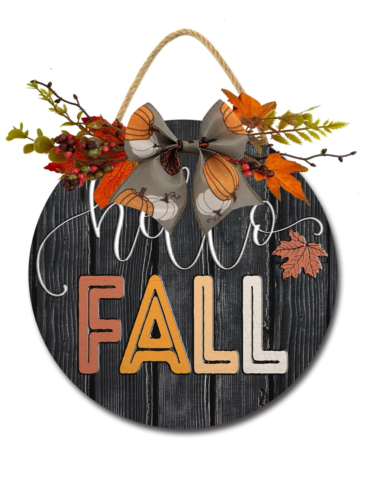 Hello Fall Front Door Sign Funny Wreaths Hanging Wooden Plaque ...