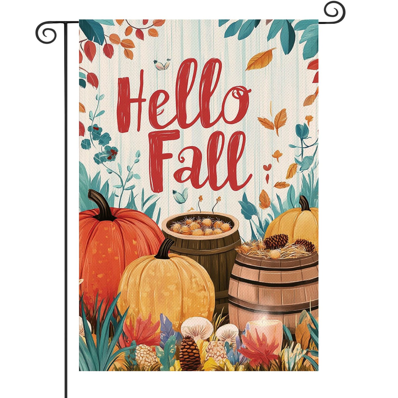 Hello Fall Garden Flag 12x18 Inch Double Sided Outside, Floral Welcome ...