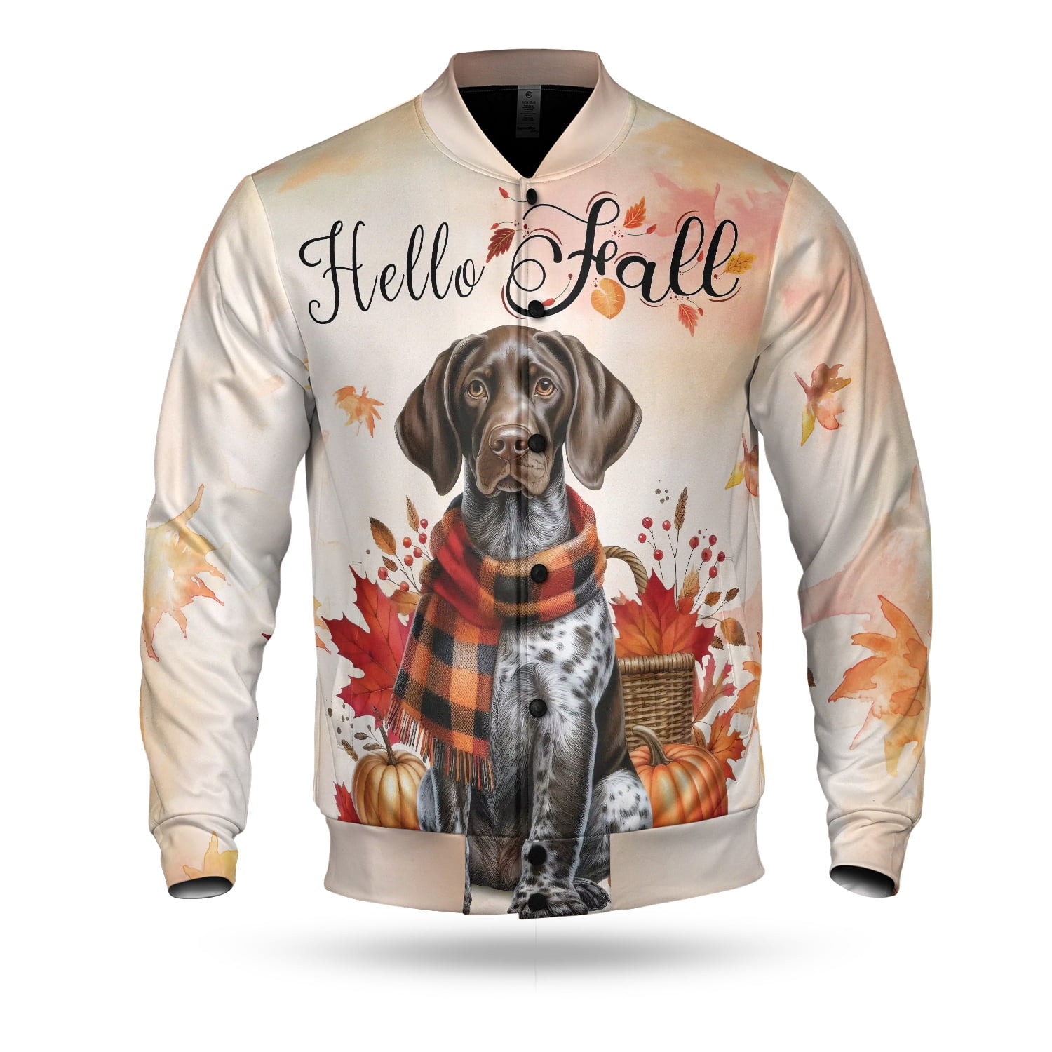 Hello Fall German Shorthaired Pointer Scarf Welcome Autumn with Leaves ...