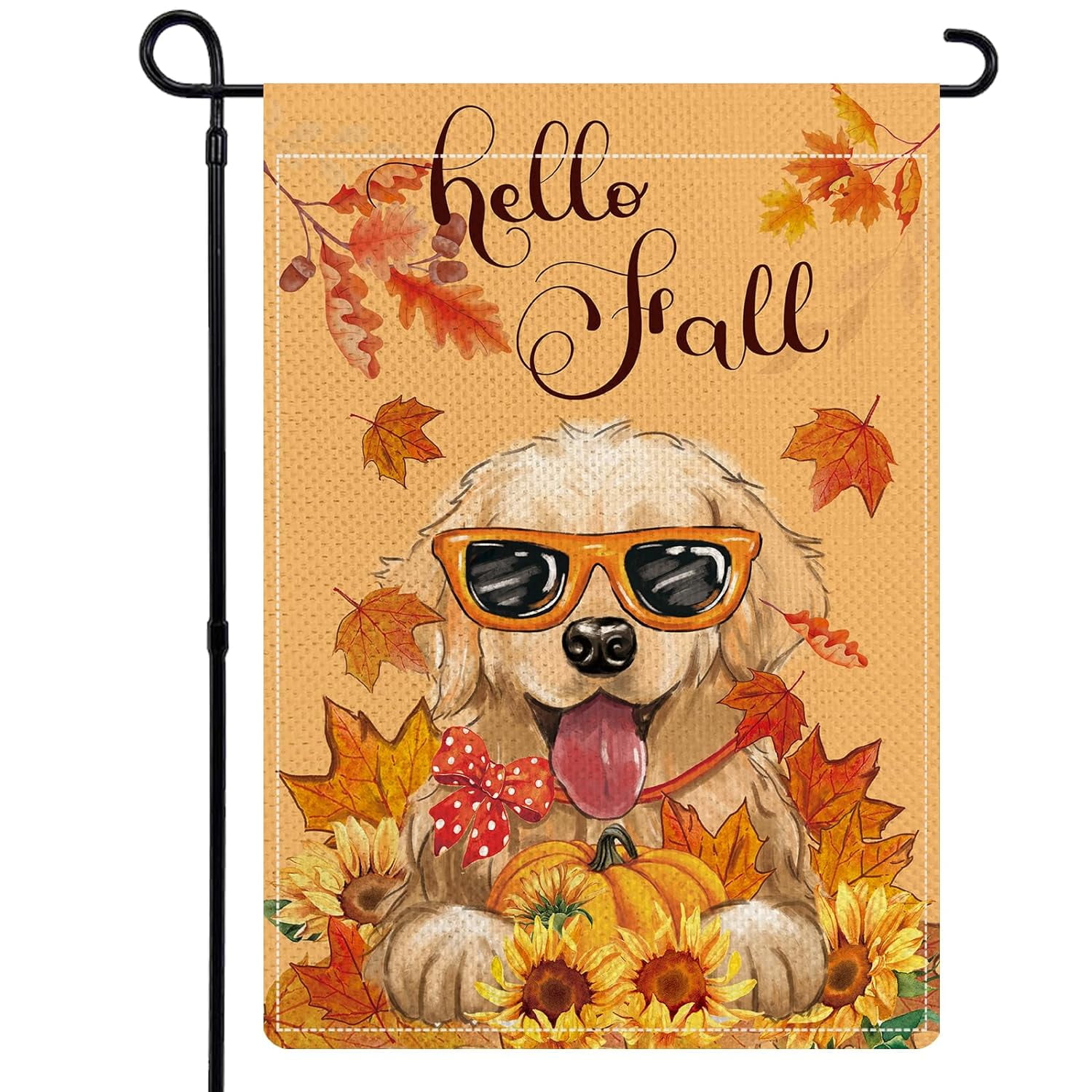 Hello Fall Golden Retriever Garden Flags for Outside, Fall Sunflower ...