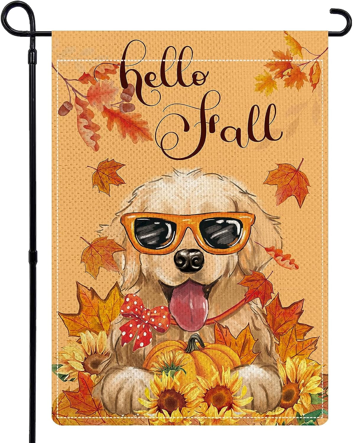 Hello Fall Golden Retriever Garden Flags for Outside, Fall Sunflower ...