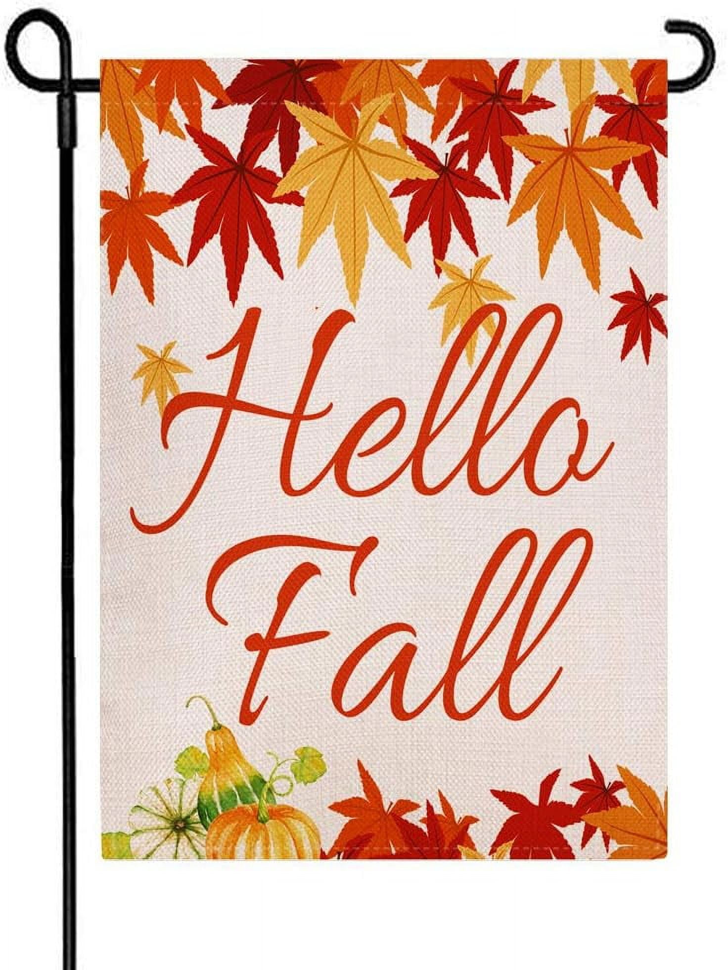 Hello Fall House Flag 28 x 40 Inch Vertical Autumn Maple Leaf Flag ...