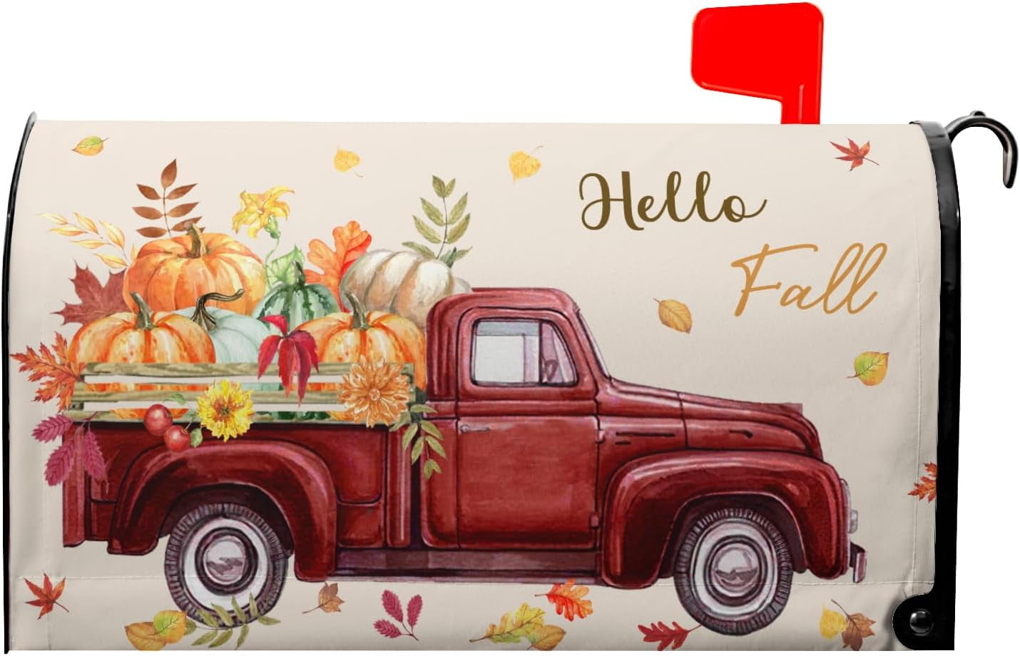Hello Fall Mailbox Cover Magnetic Autumn Pickup Truck with Pumpkins ...