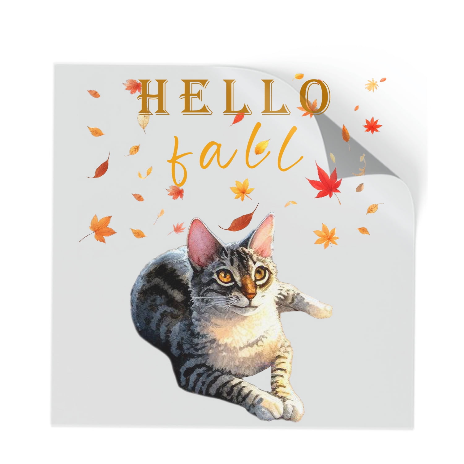 Hello Fall Manx Enjoys Warm Campfire Autumn Night Bright Moon Cutout ...