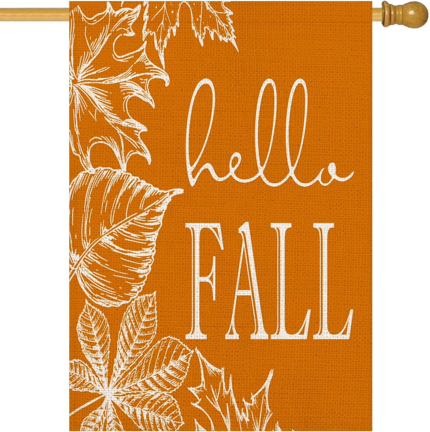 Hello Fall Maple Leaves House Flag 12 X 18 inch Orange Double Sided ...