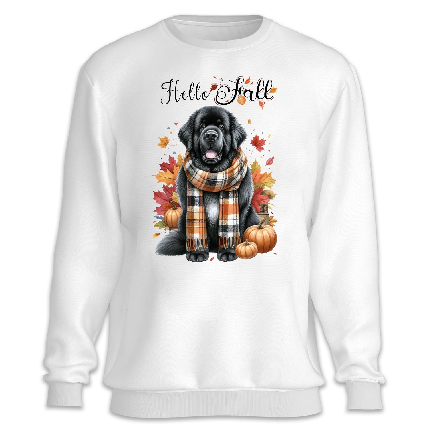 Hello Fall Newfoundland Scarf Welcome Autumn with Leaves Pumpkins ...