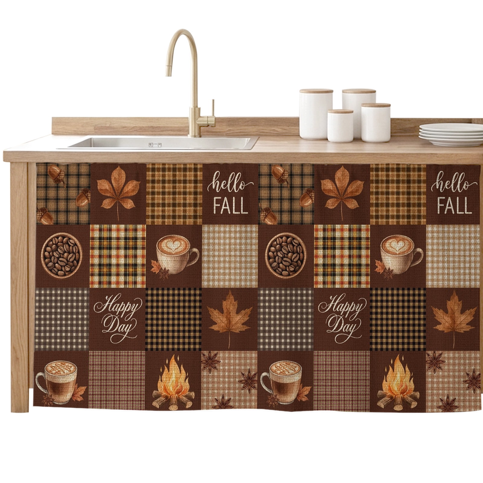 Hello Fall Patchwork Cabinet Curtains 32