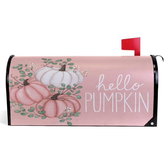 Hello Fall Pink Pumpkin Magnetic Mailbox Covers Autumn Eucalyptus ...