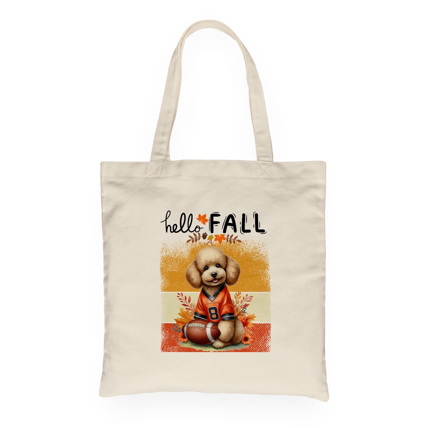 Hello Fall Poodle Football Welcome Autumn with Leaves Pumpkins Canvas ...