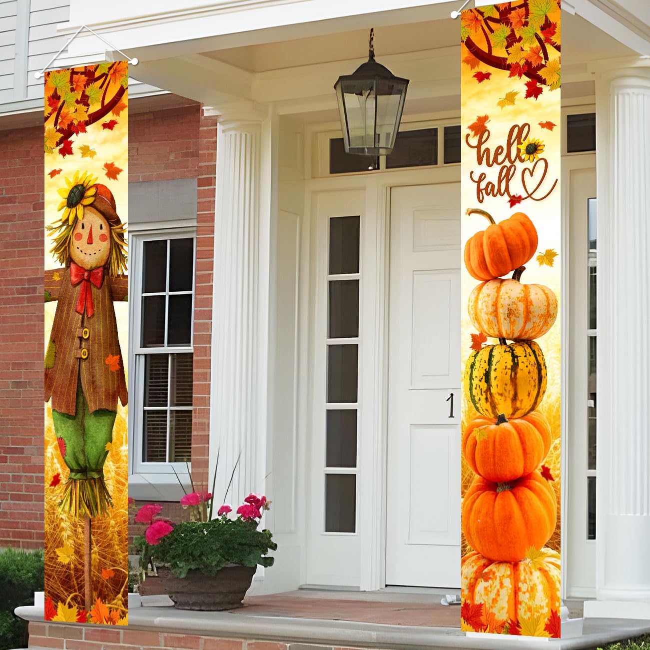 Hello Fall Porch Decor Autumn Harvest Porch Banner Sign Thanksgiving ...