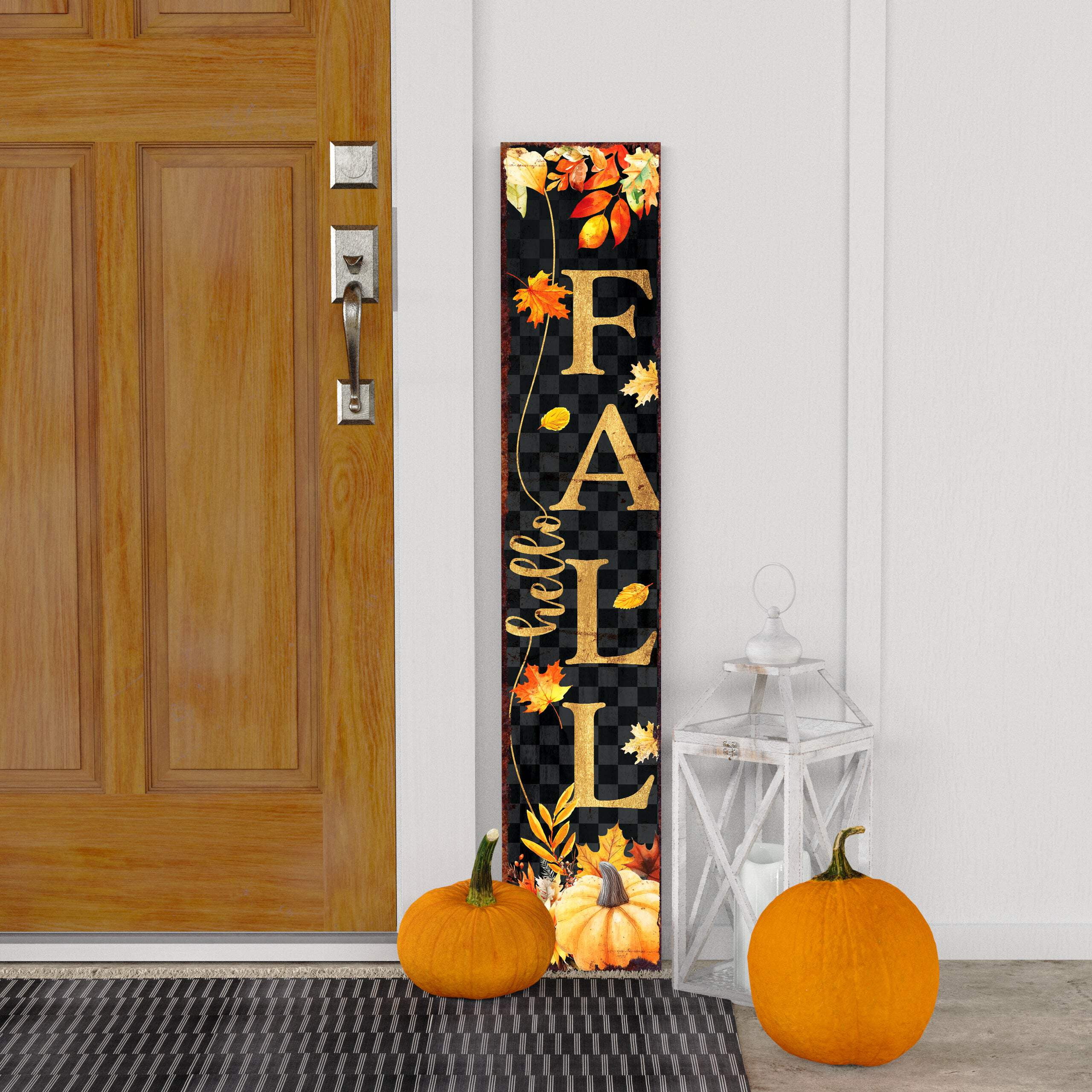 Hello Fall Porch Sign - Front Porch Fall Welcome Sign with Vintage ...