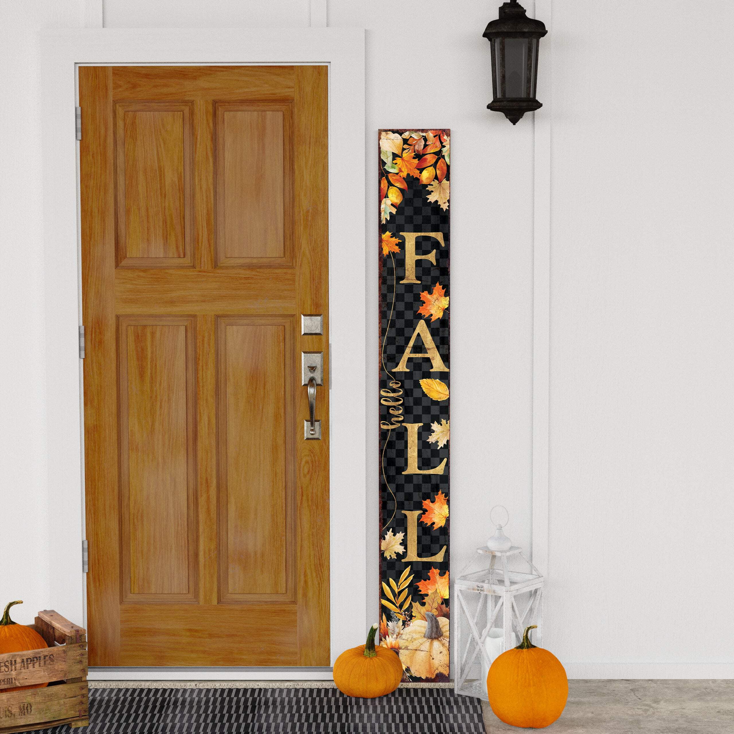 Hello Fall Porch Sign - Front Porch Fall Welcome Sign with Vintage ...