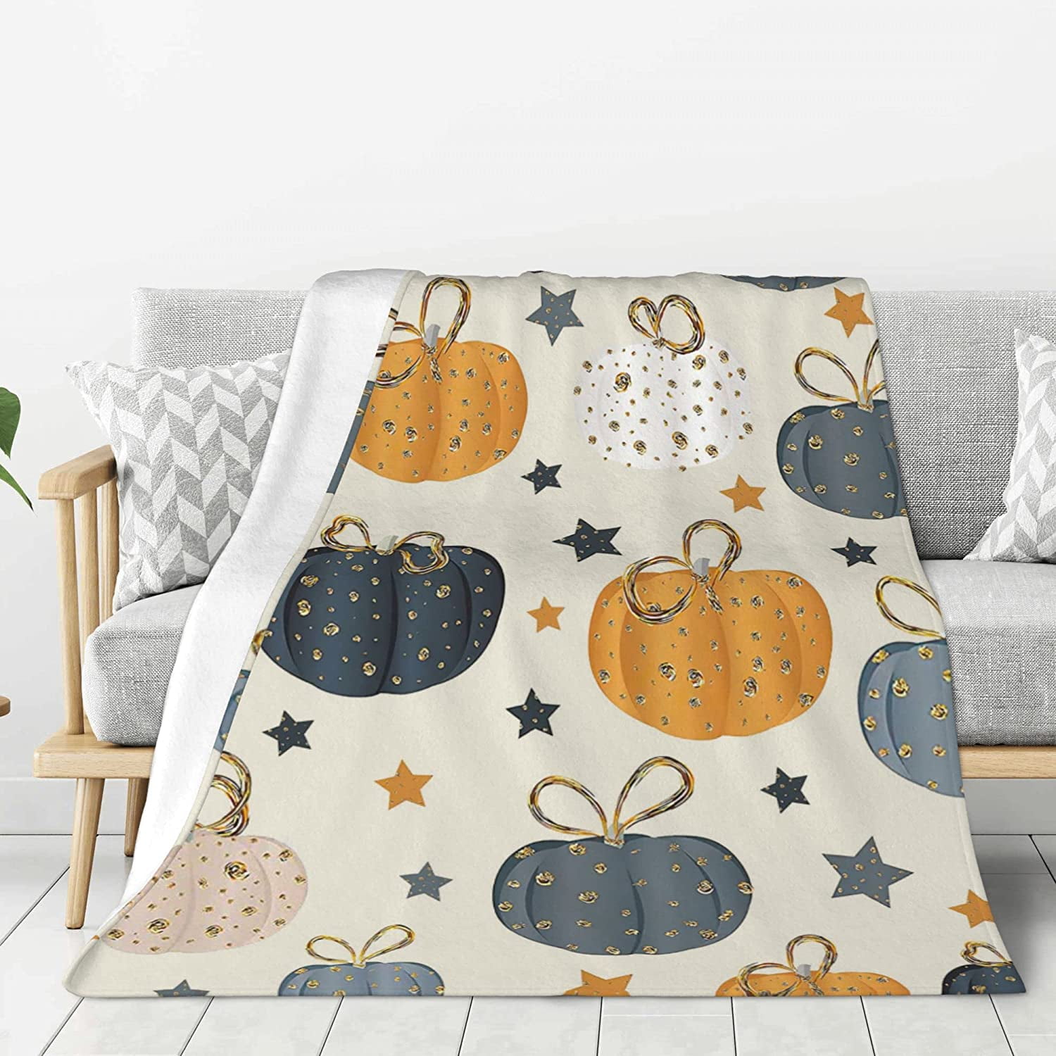 Hello Fall Pumpkin Blanket Orange dark green Fall Farmhouse Home Decor ...