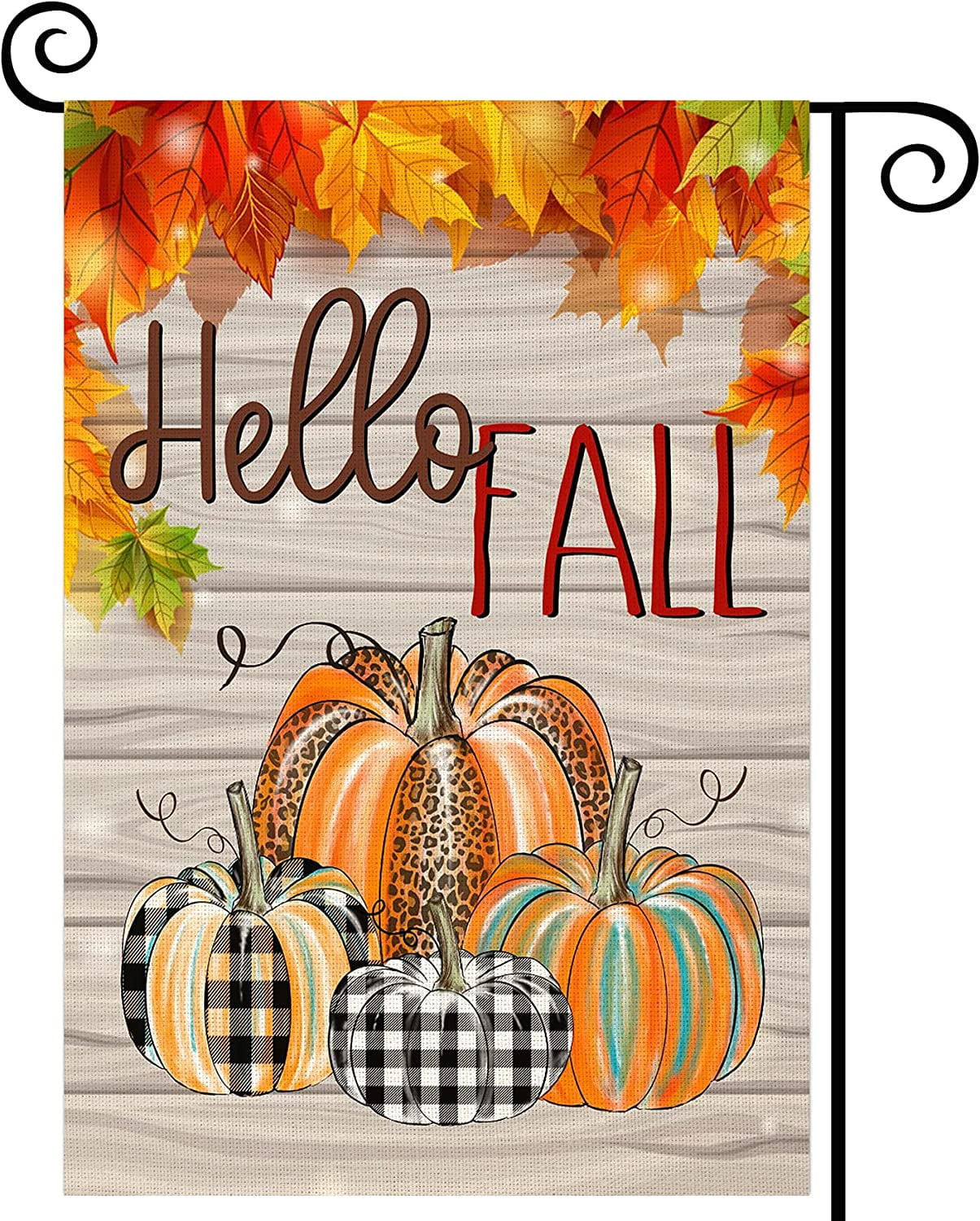 Hello Fall Pumpkin Garden Flag Vertical Double Sided Halloween ...