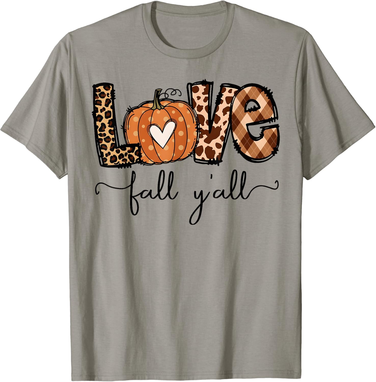 Hello Fall Pumpkin Love Fall YAll Leopard Peace Love Fall T-Shirt ...