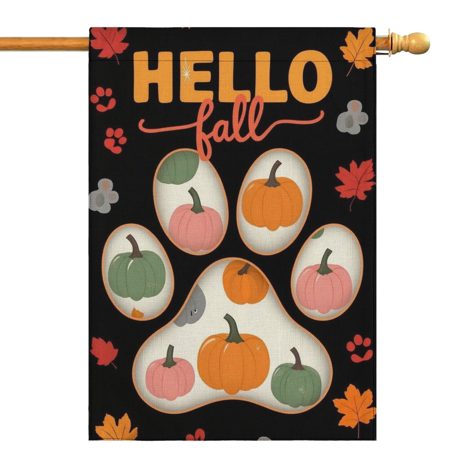 Hello Fall Pumpkin Paw Fall Garden Flags 28"x40" Double Side,Small Yard ...