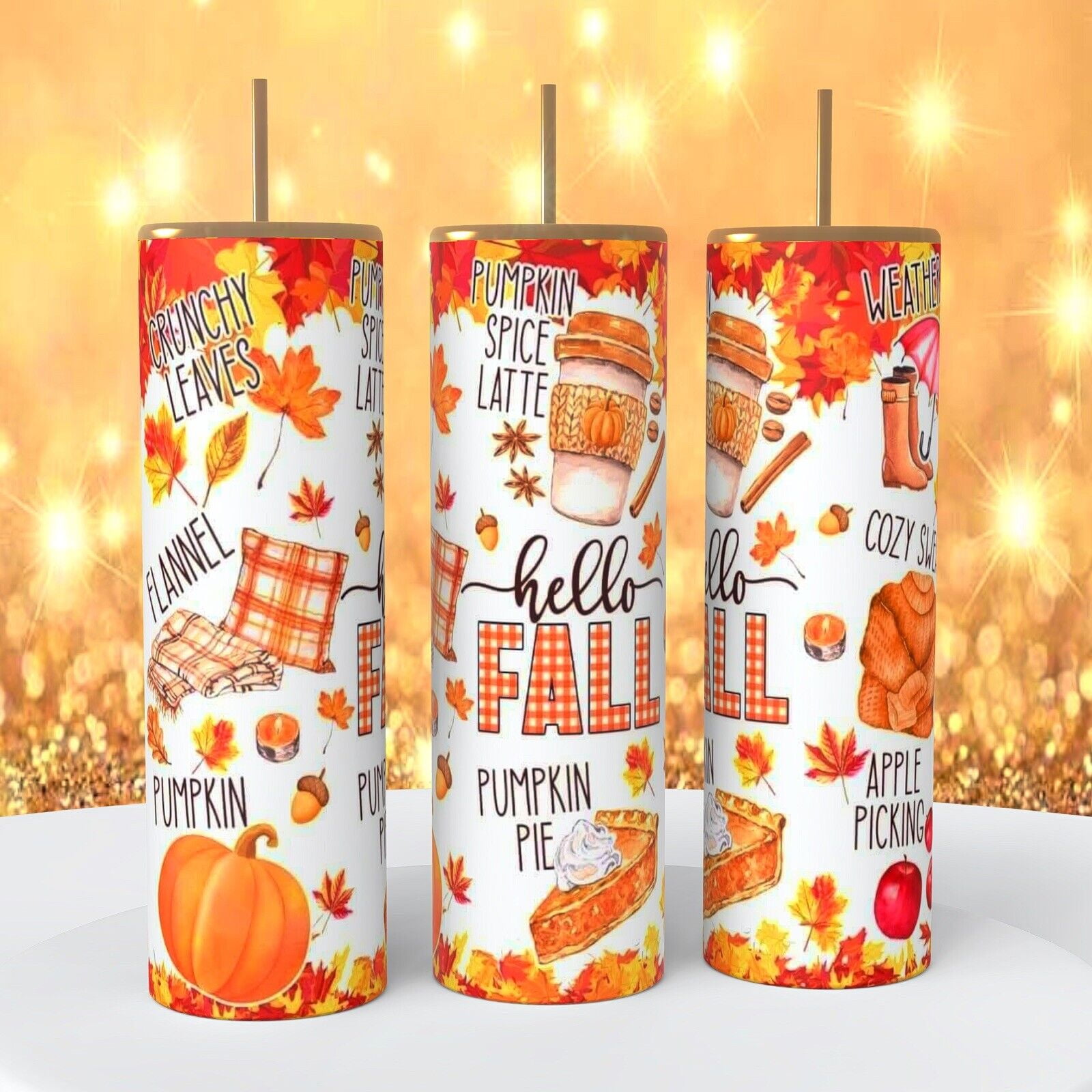C & S Party Supply Hello Fall Pumpkins Leaves Tumbler, 20 oz Insulated ...